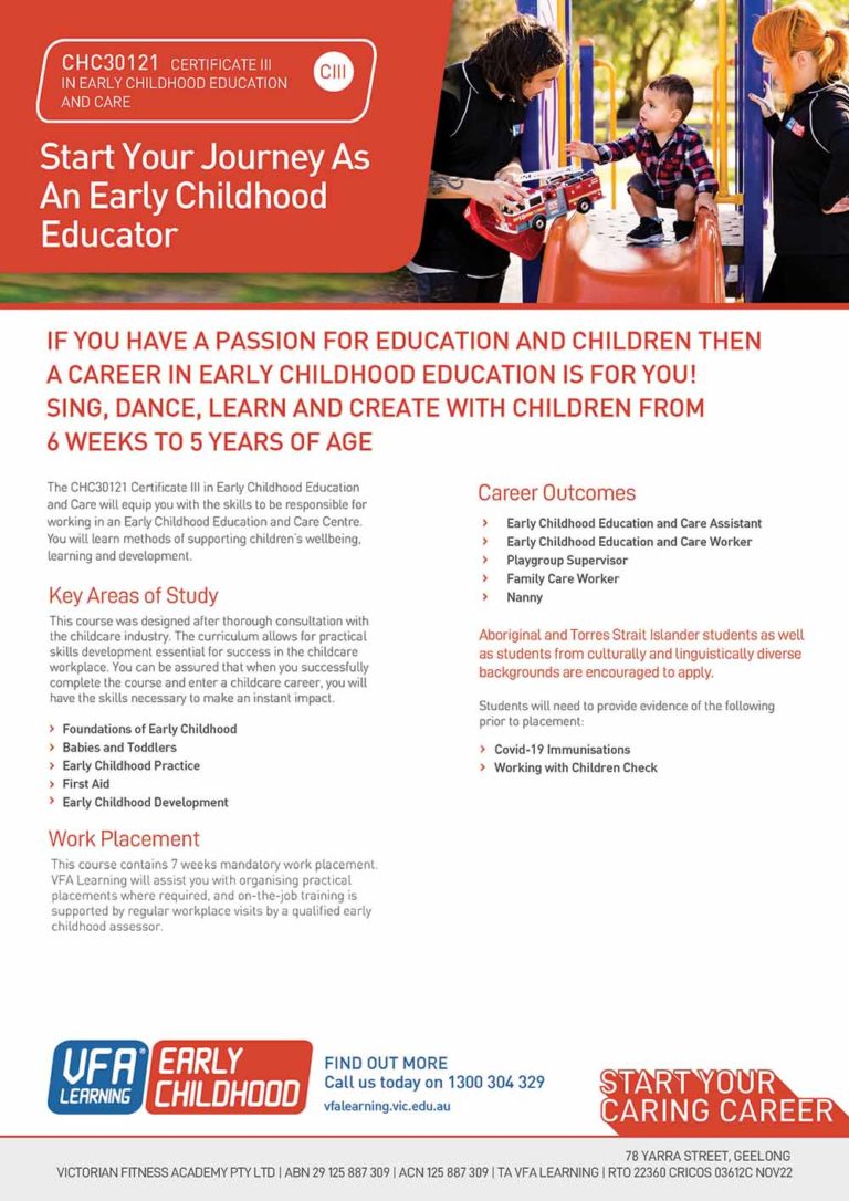 Certificate III in Early Childhood Education and Care - VFA Learning